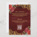 Red Roses Gold Lace QR Code Maroon Muslim Wedding Invitation | Zazzle