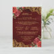 Red Roses Gold Lace QR Code Maroon Muslim Wedding Invitation | Zazzle