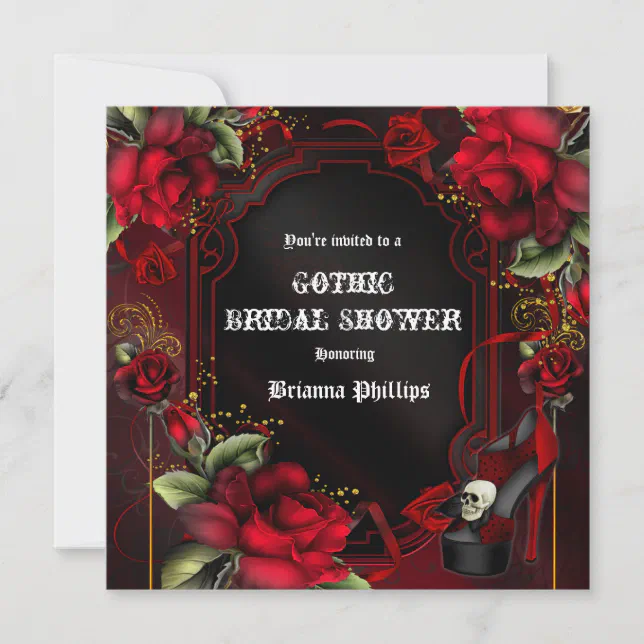 Red Roses Gothic Glam Elegant Party Invitation | Zazzle