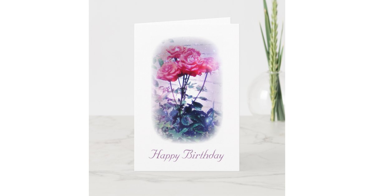 Red Roses - Happy Birthday Card | Zazzle
