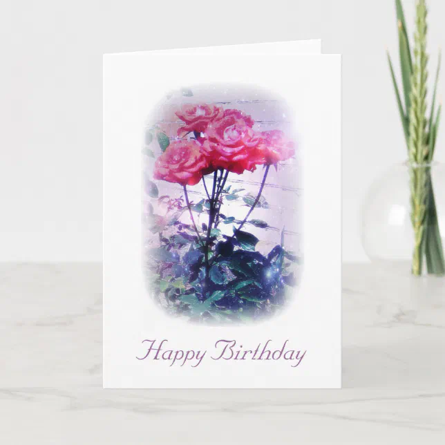Red Roses - Happy Birthday Card | Zazzle