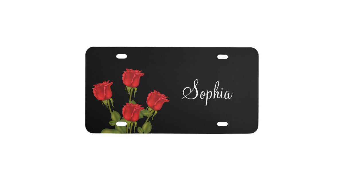 Red Roses License Plate | Zazzle