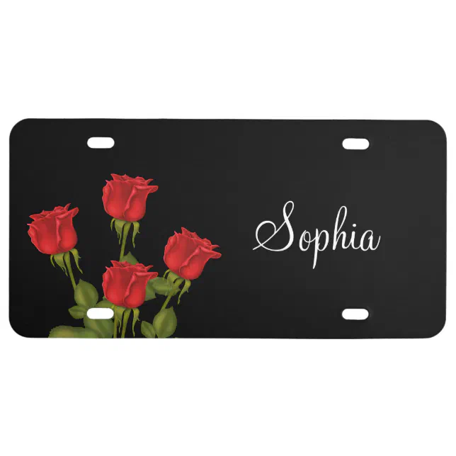 Red Roses License Plate | Zazzle