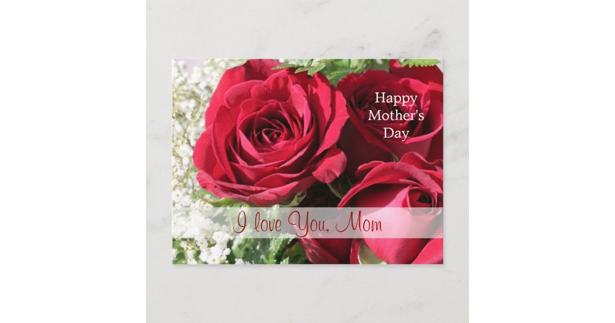 Red roses Mother's day Postcard | Zazzle