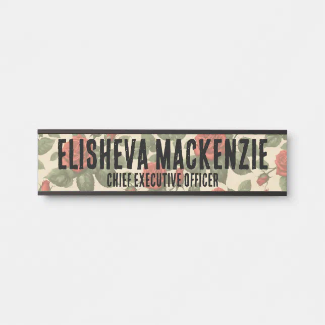 Red Roses Office Door Sign Signs Name Plate | Zazzle