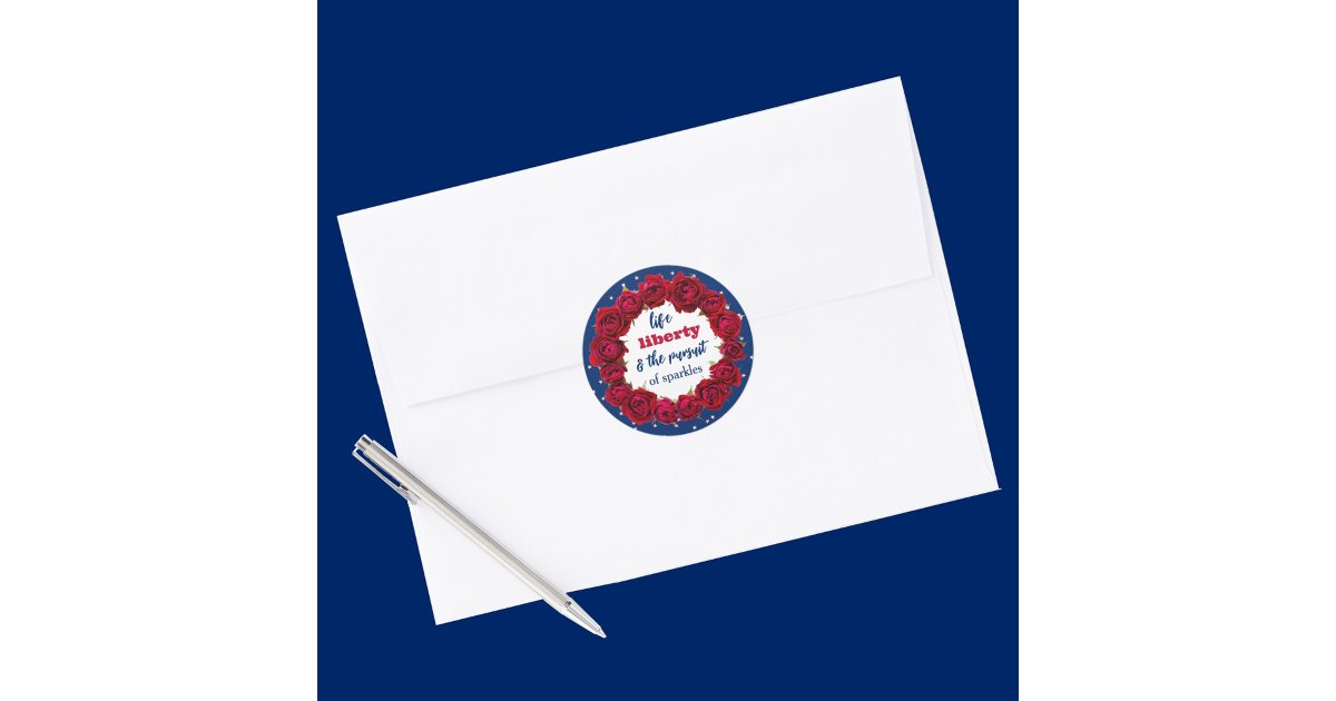 Red roses on blue starry background patriotic text classic round ...