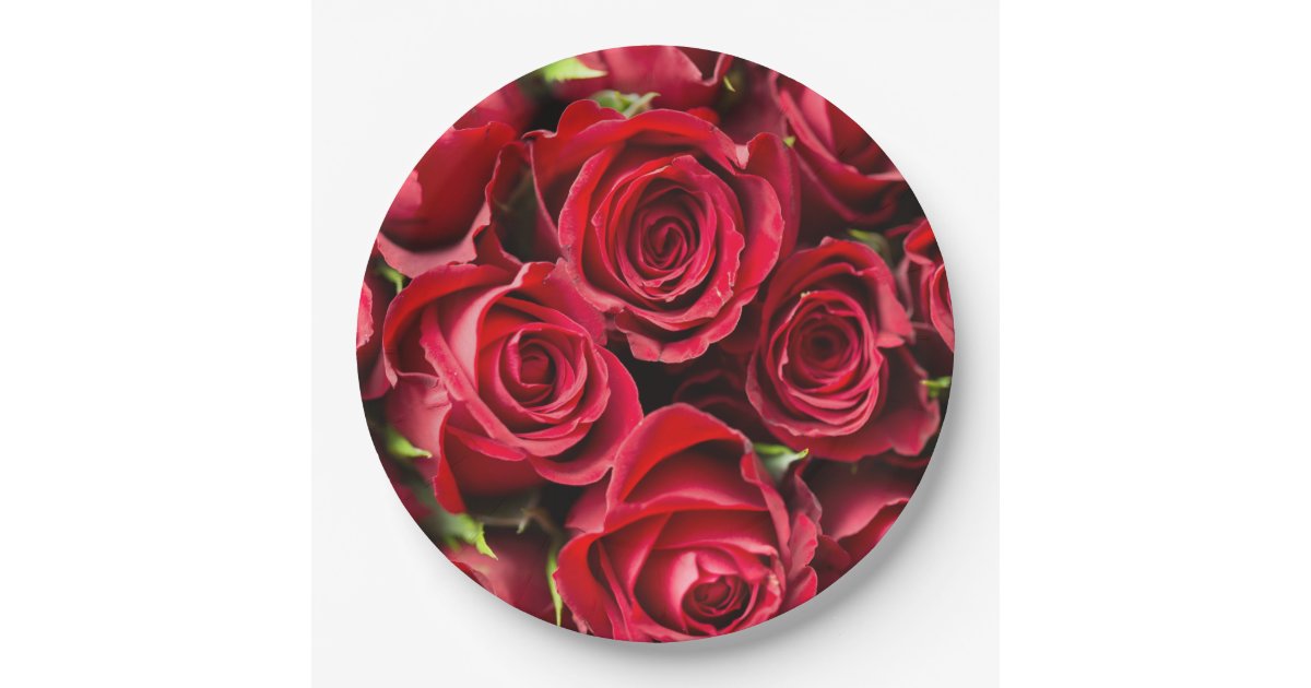 Red Roses Paper Plates | Zazzle