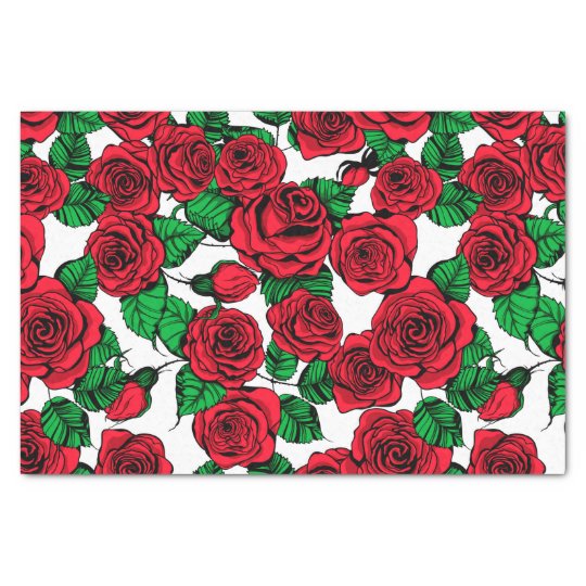 Red roses pattern tissue paper | Zazzle.com