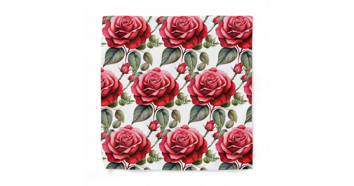 Red Roses Pocket Square (Part of Set) RED100 Bandana | Zazzle