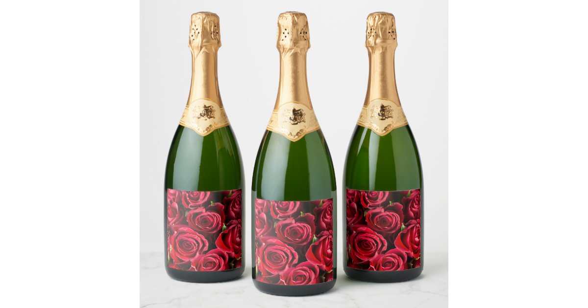 Red Roses Sparkling Wine Label | Zazzle