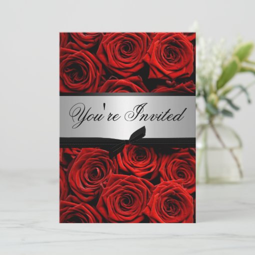 Red Roses Wedding Custom Invitations | Zazzle