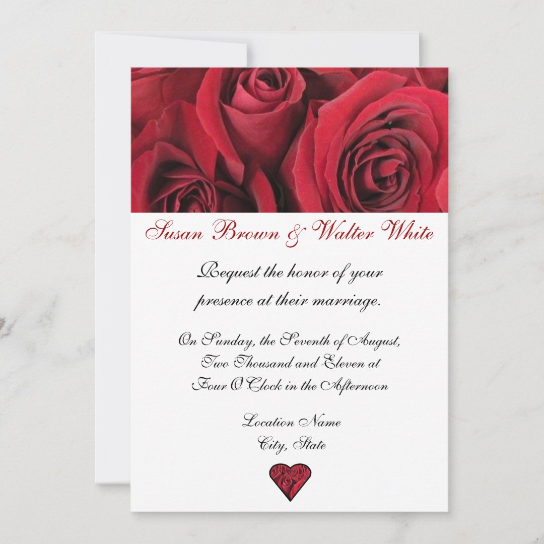 Red Roses Wedding Invitation | Zazzle