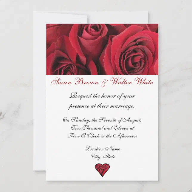 Red Roses Wedding Invitation | Zazzle