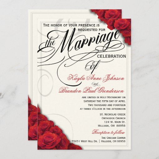 Red Roses Wedding Invitation | Zazzle