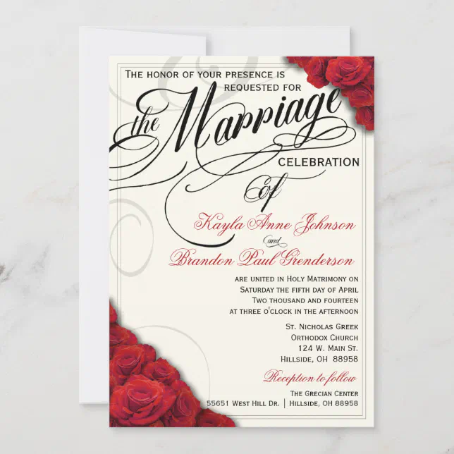 Red Roses Wedding Invitation | Zazzle