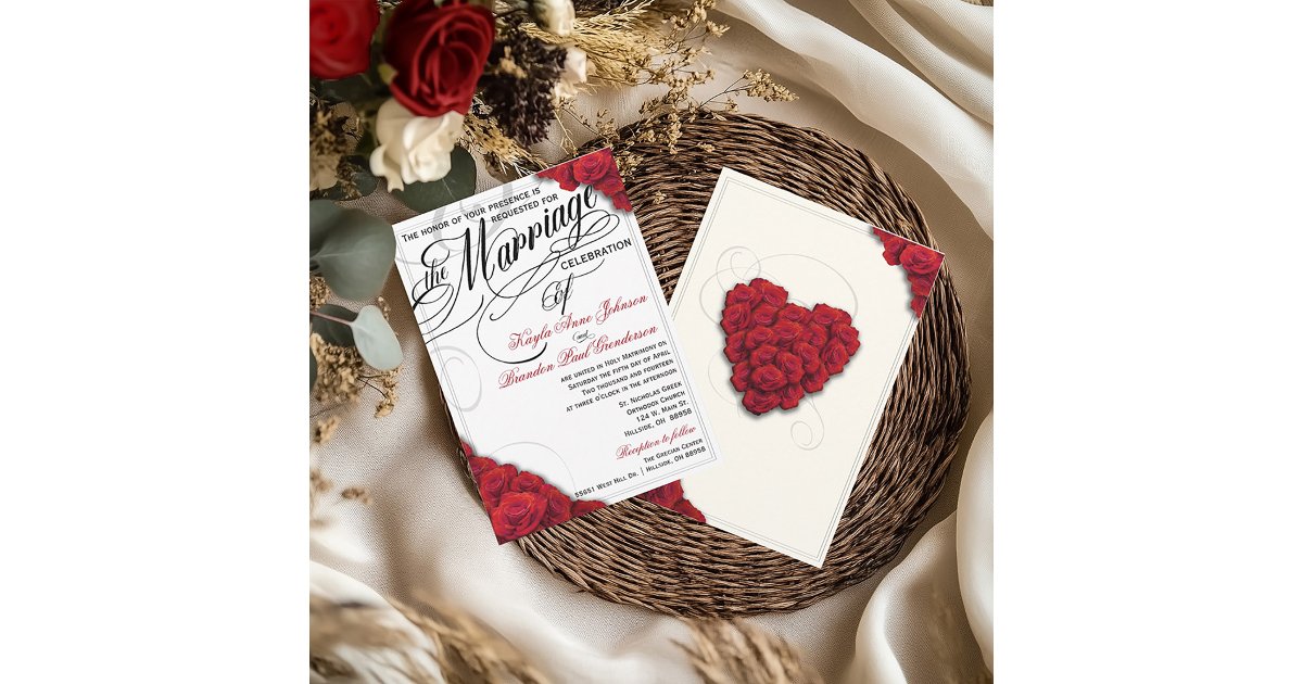 Red Roses Wedding Invitation changeable background | Zazzle