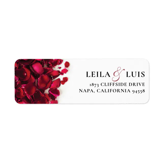 Red Roses Wedding Return Address Label | Zazzle