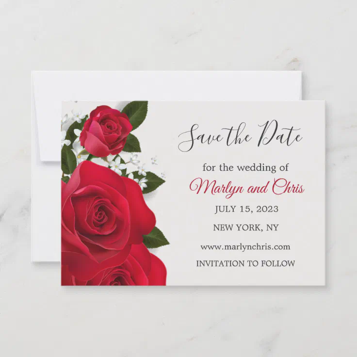 Red roses Wedding Save the Date | Zazzle