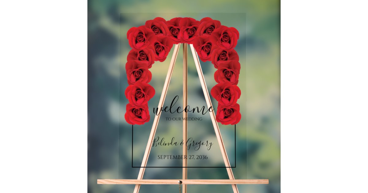 Red Roses Wedding Welcome Sign | Zazzle