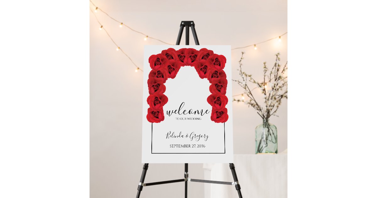 Red Roses Wedding Welcome Sign | Zazzle