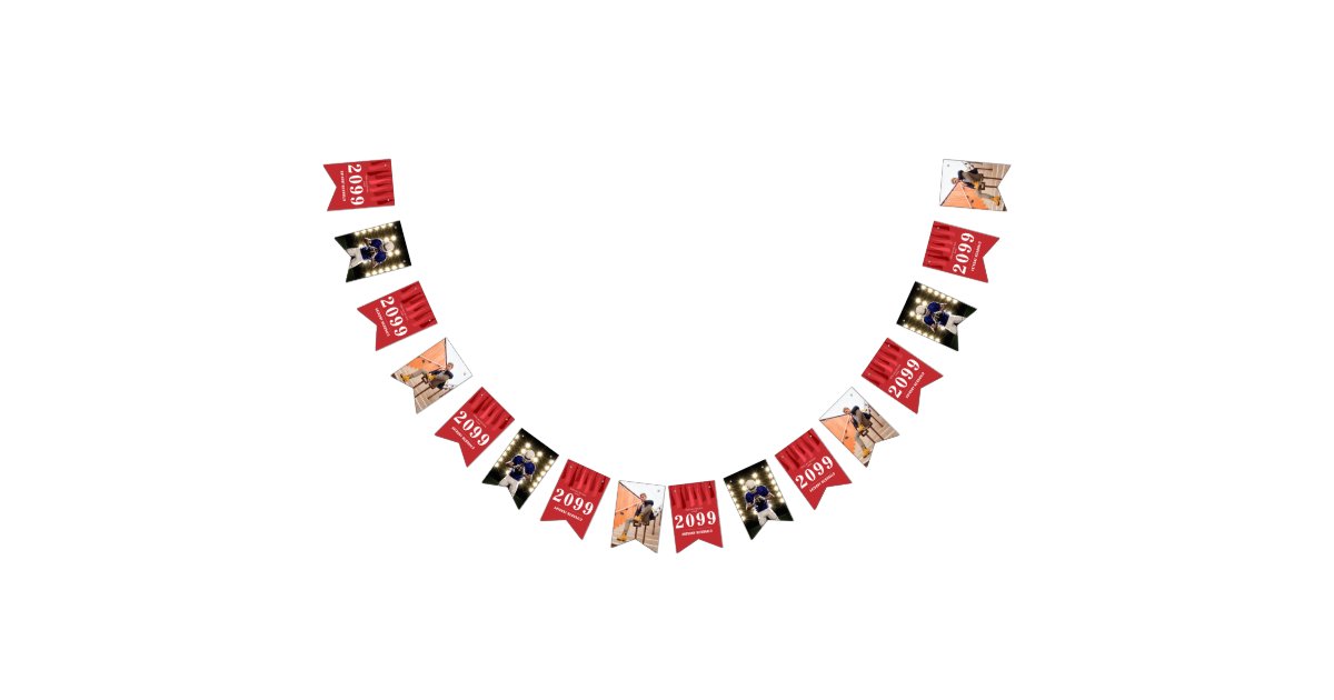 Red Row of Tassels Photo Graduation Bunting Flags | Zazzle