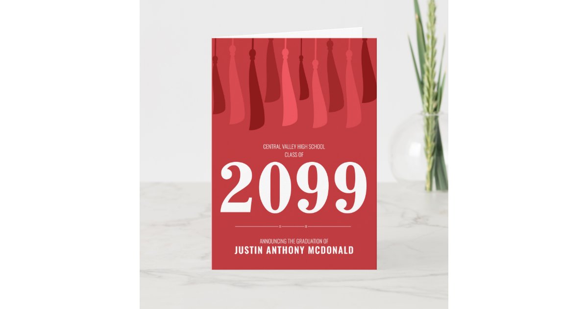 Red Row of Tassels Photo Graduation Invitation | Zazzle