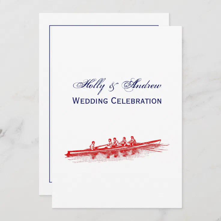 Red Rowing Rowers Crew Team Water Sports Invitation | Zazzle