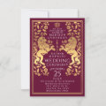 Red Royal Lion Medieval Gold Wedding Invitation | Zazzle