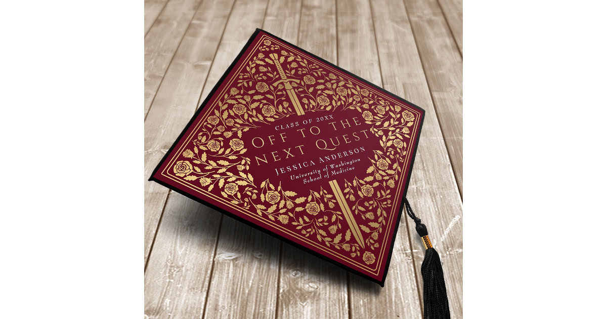 Red Royal Medieval Sword Next Quest Graduation C Graduation Cap Topper ...