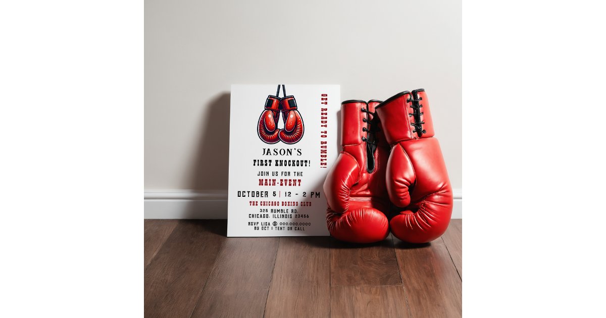 Red Rumble First Knockout Boxing Birthday Invitation | Zazzle