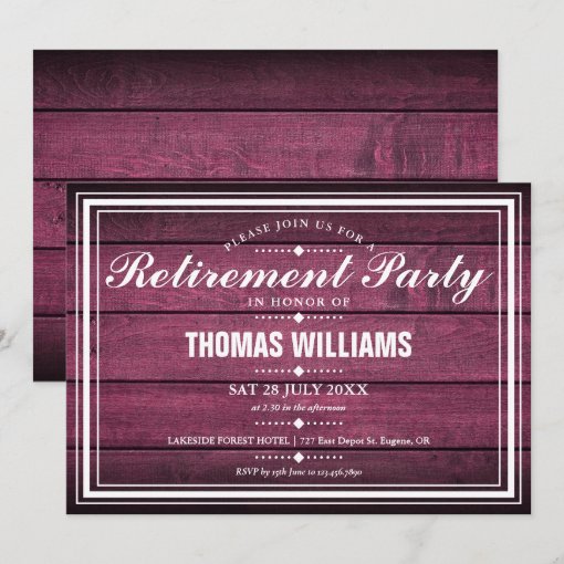 Red Rustic Barn Wood Retirement Party Invitation | Zazzle
