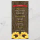 RED RUSTIC SUNFLOWER MENU CARD | Zazzle