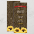 RED RUSTIC SUNFLOWER MENU CARD | Zazzle