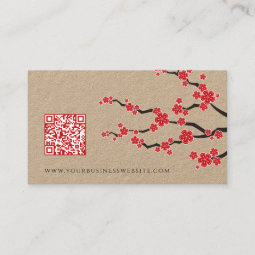 Red Sakura Flowers Oriental Cherry Blossoms Asian Business Card | Zazzle