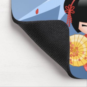 Red Sakura Kokeshi Doll - Cute Geisha Girl Mouse Pad | Zazzle