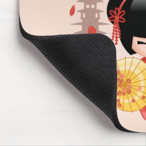Red Sakura Kokeshi Doll - Japanese Geisha Mouse Pad | Zazzle