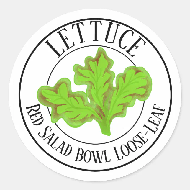 Red Salad Bowl Loose-Leaf Lettuce Garden Label | Zazzle