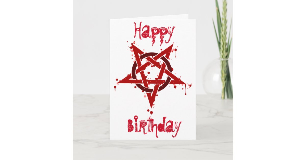 Red Satanic Spotted Pentagram Birthday Card | Zazzle.com