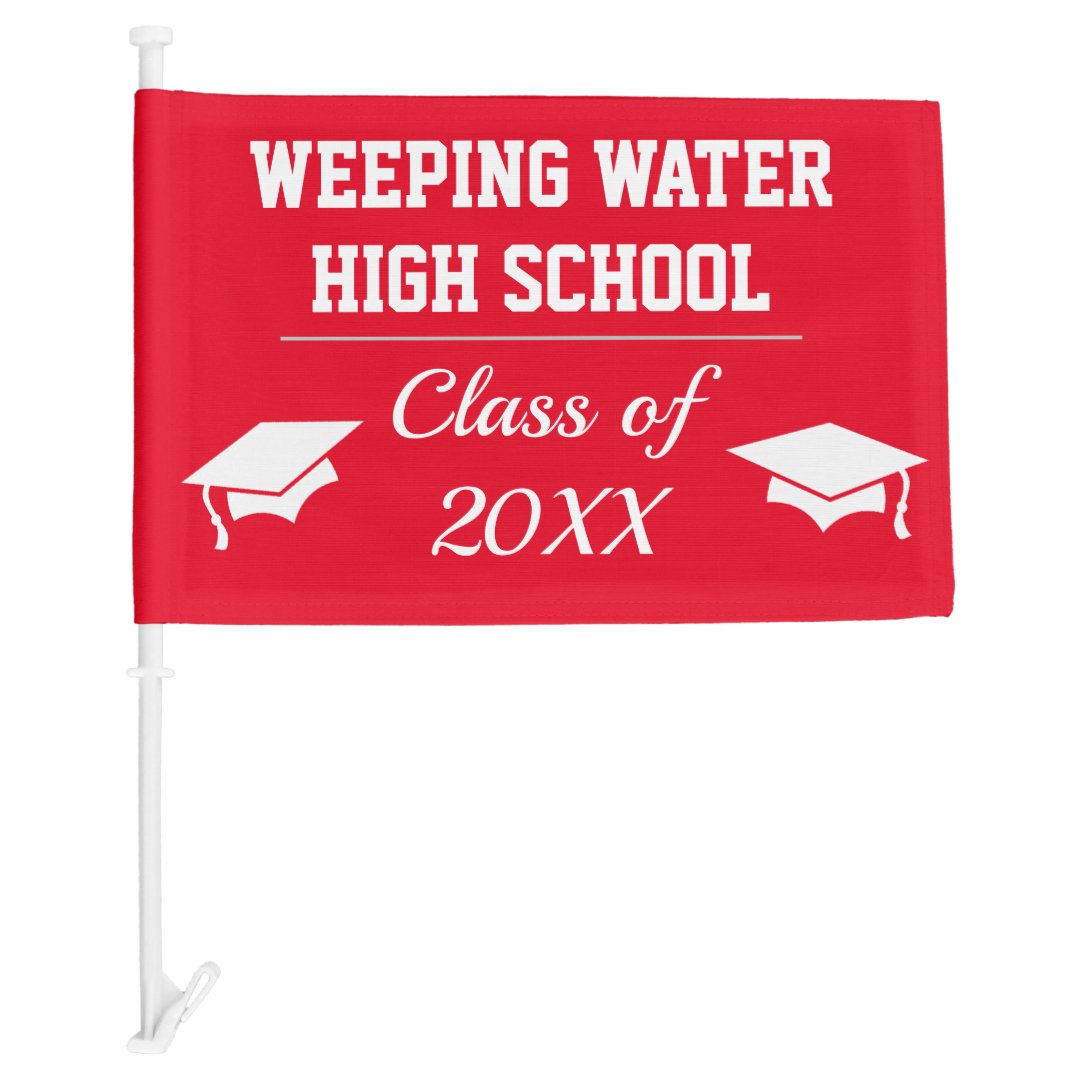 Red School Colors, High School Graduation Car Flag | Zazzle
