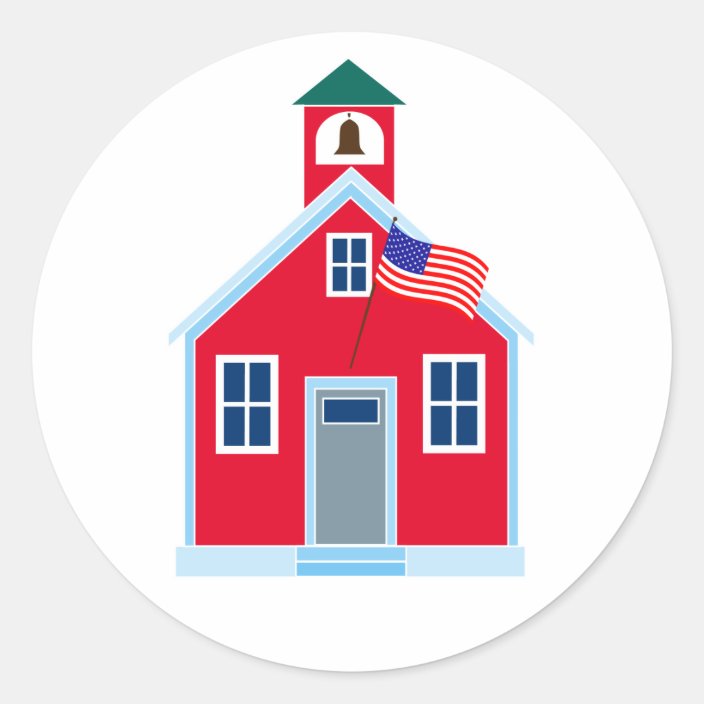 Red School House Classic Round Sticker | Zazzle.com