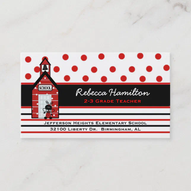 Red School House Teacher's Business Card | Zazzle