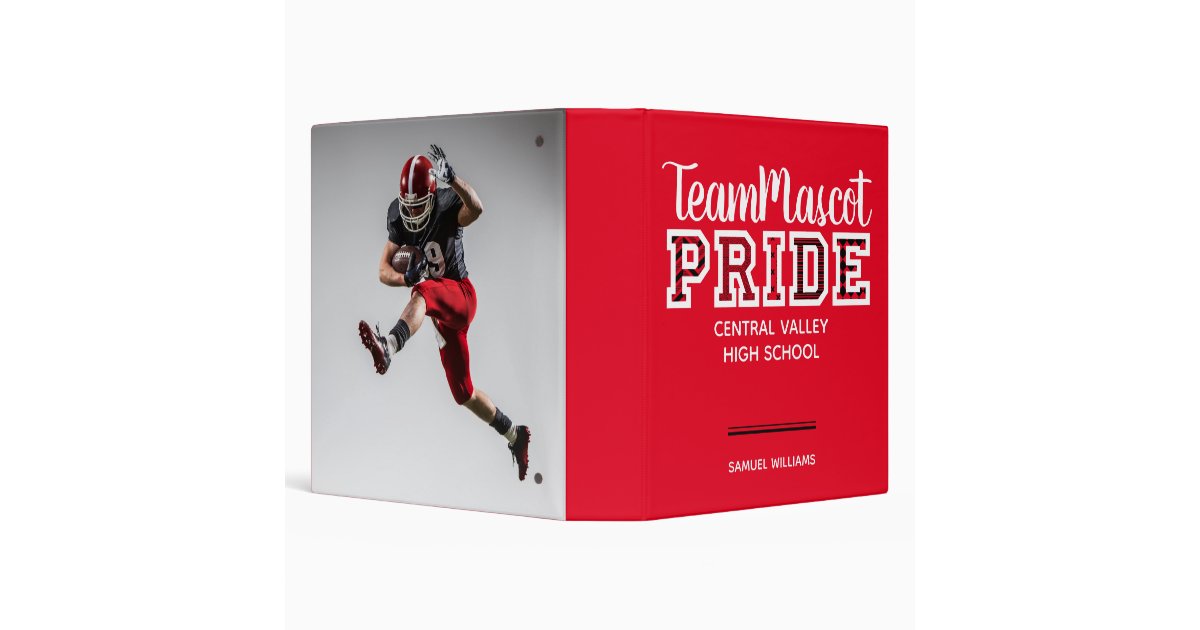 Red School Pride Mascot Name 3 Ring Binder | Zazzle
