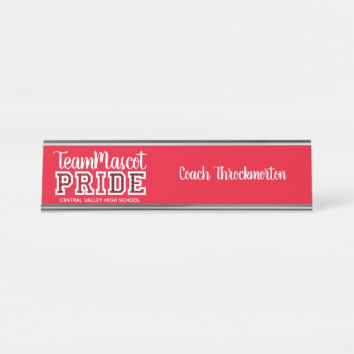 Red School Pride Mascot Name Desk Name Plate | Zazzle