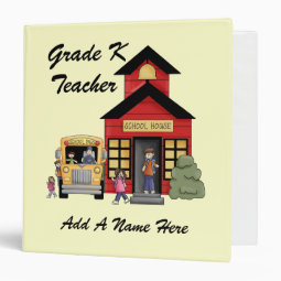 Red Schoolhouse Kindergarten Teacher Binder | Zazzle