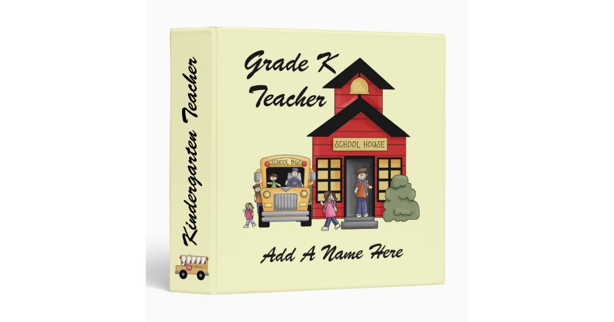 Red Schoolhouse Kindergarten Teacher Binder | Zazzle
