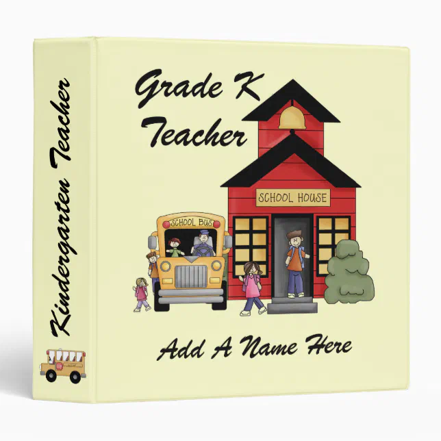 Red Schoolhouse Kindergarten Teacher Binder | Zazzle