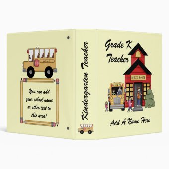 Red Schoolhouse Kindergarten Teacher Binder | Zazzle