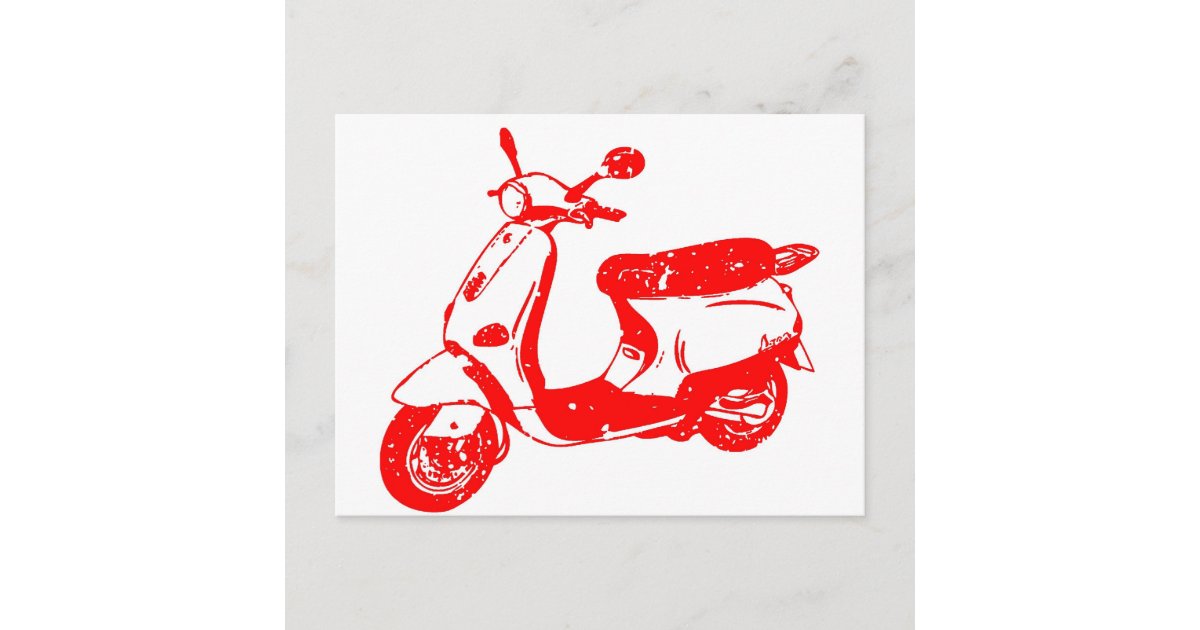 Red Scooter Postcard | Zazzle