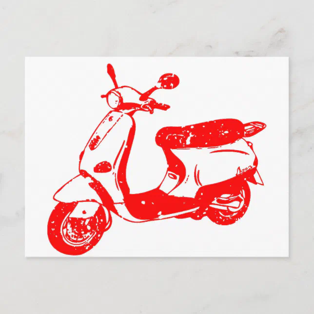 Red Scooter Postcard | Zazzle
