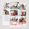 Red Script Merry Christmas Vertical Nine Photo Holiday Card | Zazzle
